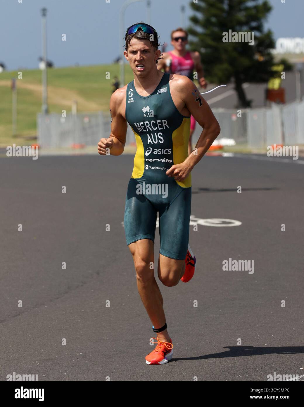 Brayden Mercer, of Australia, at the U23 2025 World Triathlon ...