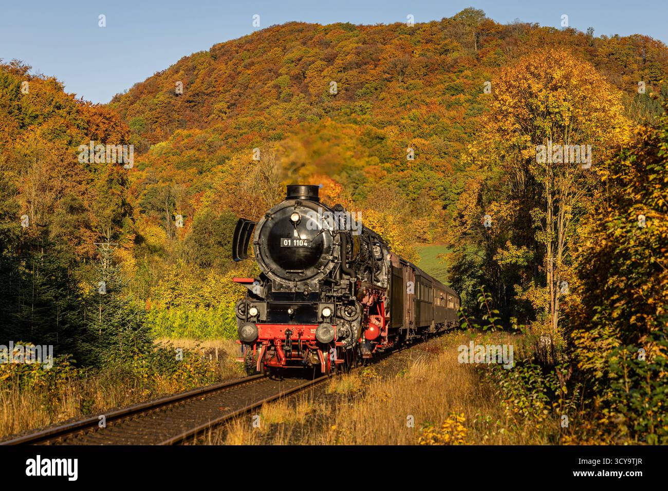 Dampflok nahe Marsberg am 18.10.2025 Sonderzug Schnellzug-Dampflok 01 ...