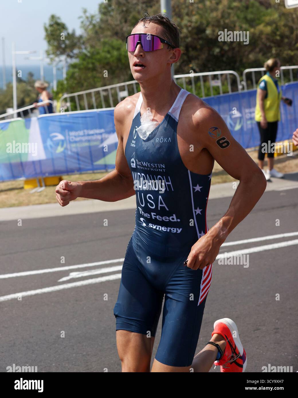 Sullivan Middaugh, of EagleVail, CO, at the U23 2025 World Triathlon ...