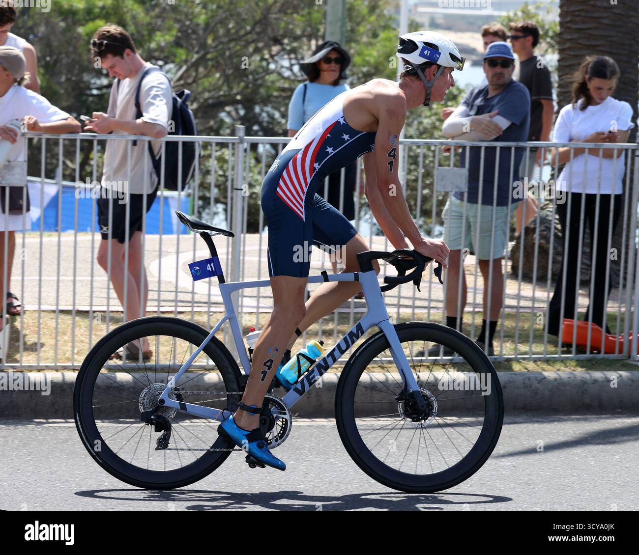 Porter Middaugh, of EagleVail, CO, at the U23 2025 World Triathlon ...