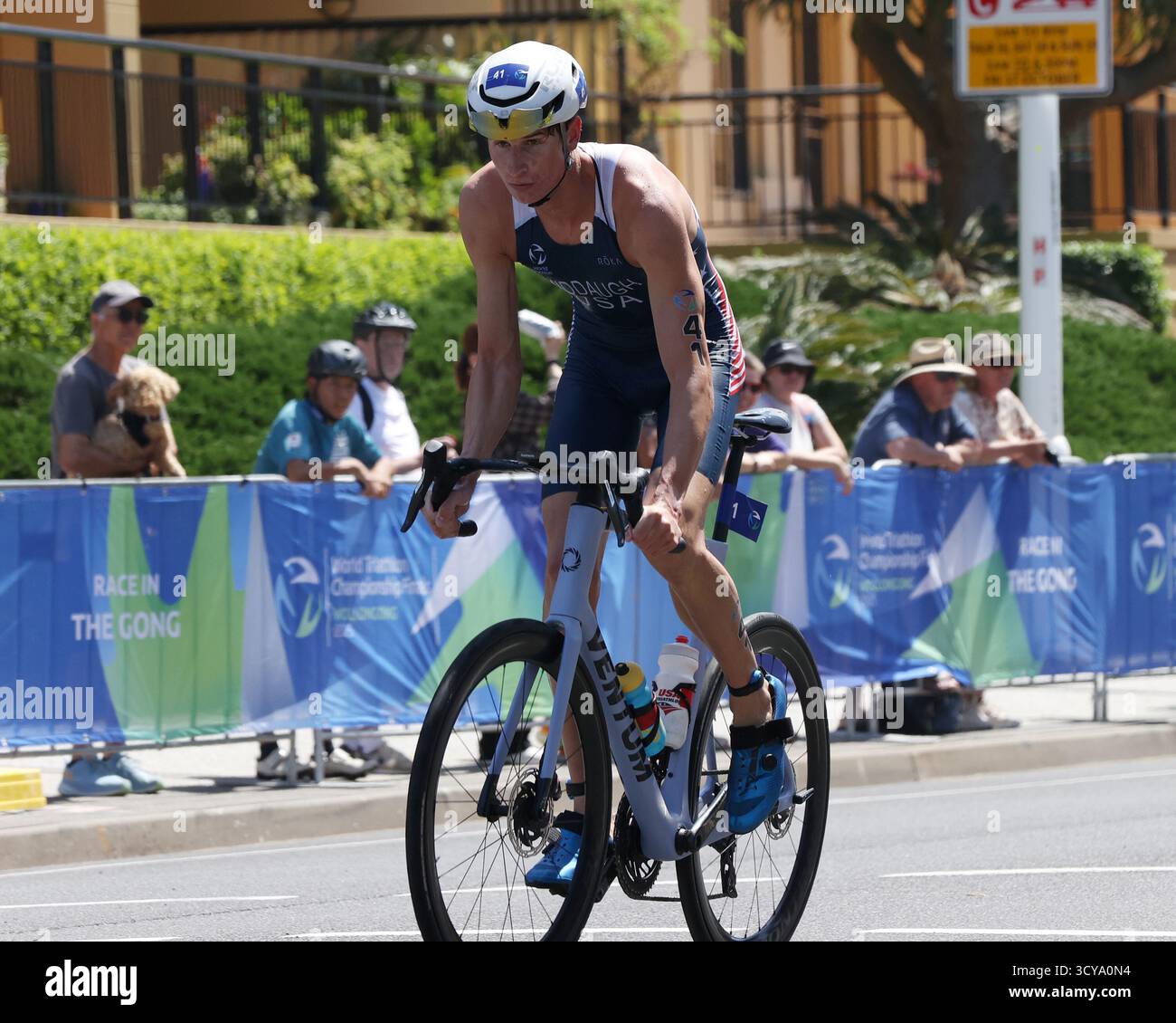 Porter Middaugh, of EagleVail, CO, at the U23 2025 World Triathlon ...