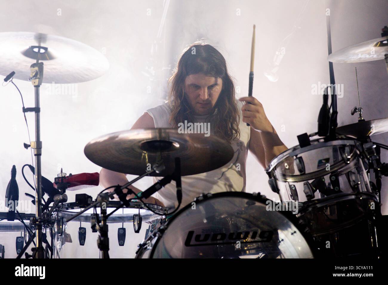 Henry Holmes of Wet Leg performs on Friday, Oct. 17, 2025, at The Greek ...