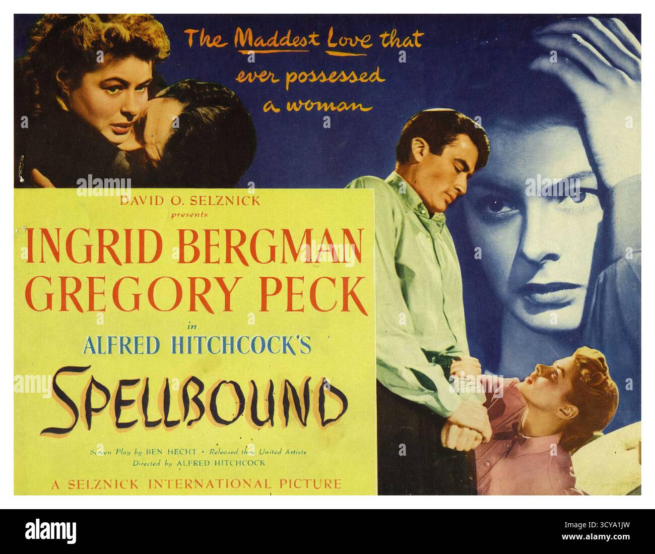 GREGORY PECK and INGRID BERGMAN in ALFRED HITCHCOCK'S SPELLBOUND (1945 ...