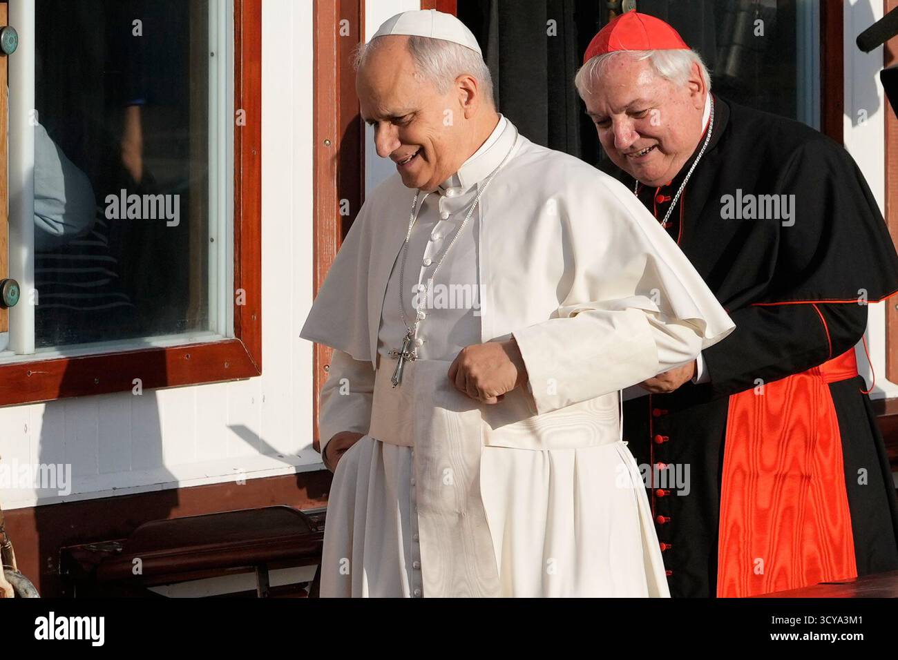 Pope Leo XIV and Cardinal Jean-Marc Aveline aboard of the "Med 25 - Bel ...