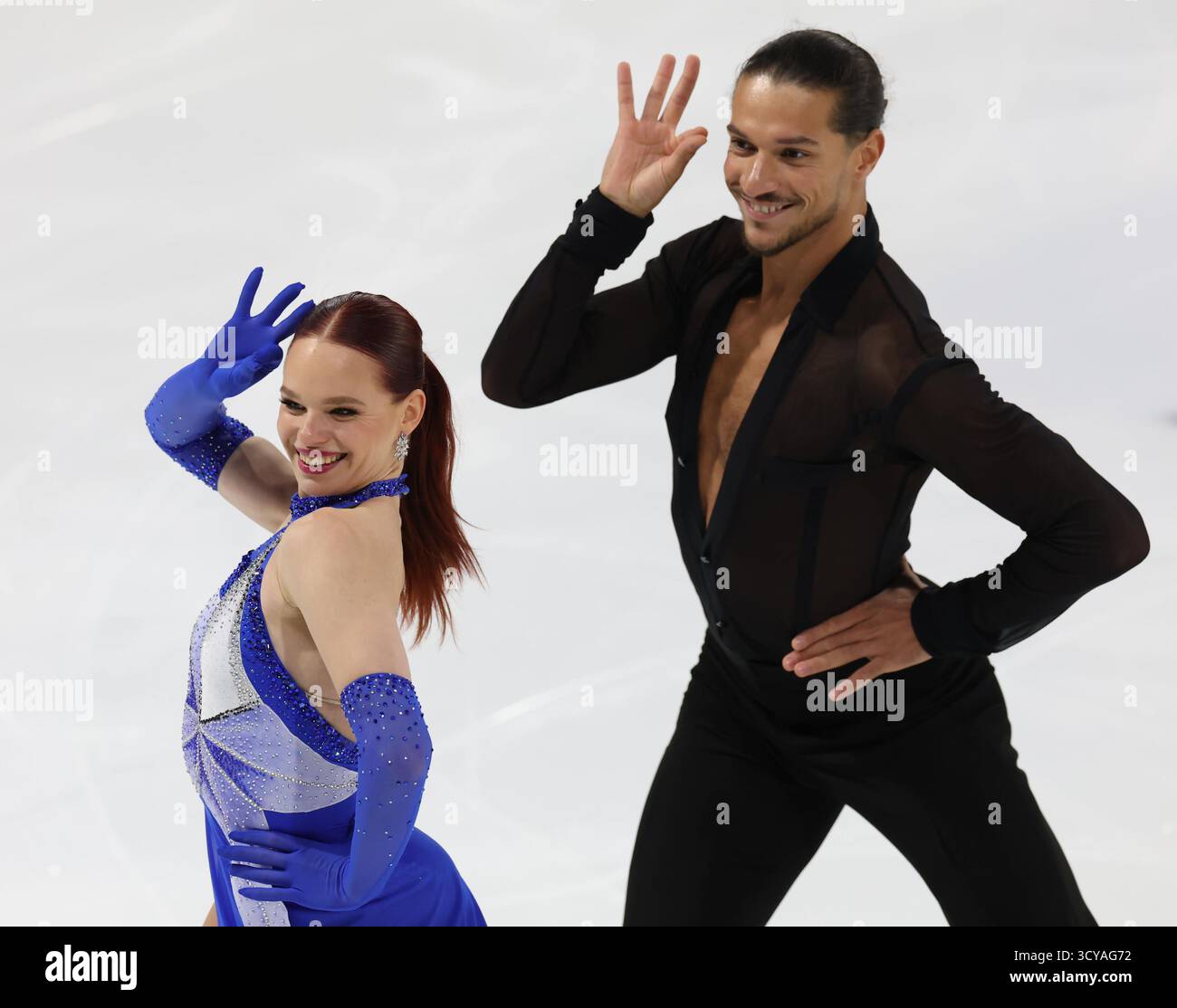 Natacha LAGOUGE and Arnaud CAFFA of France perform during the Ice Dance ...