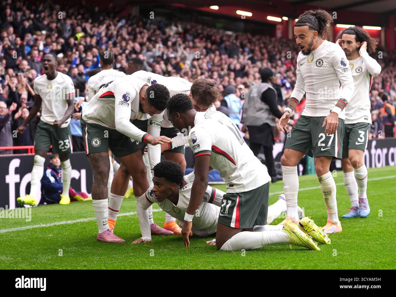 Chelsea's Josh Acheampong celebrates scoring their side's first goal of ...