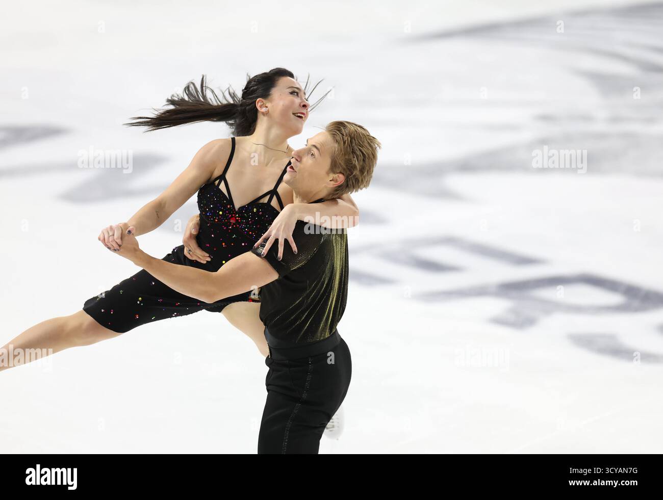 Allison REED and Saulius AMBRULEVICIUS of Lithuania perform during the ...