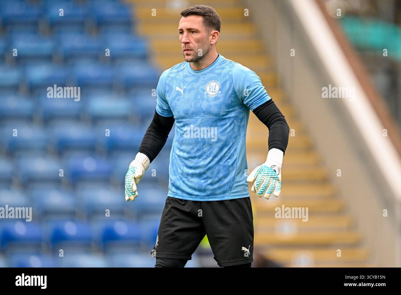Fleetwood Town goalkeeper Jay Lynch warms up during the Sky Bet League ...