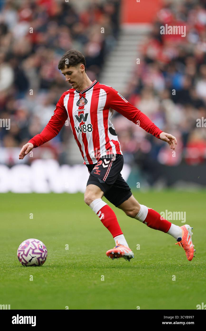 Sunderland's Trai Hume during the Premier League match at the Stadium ...