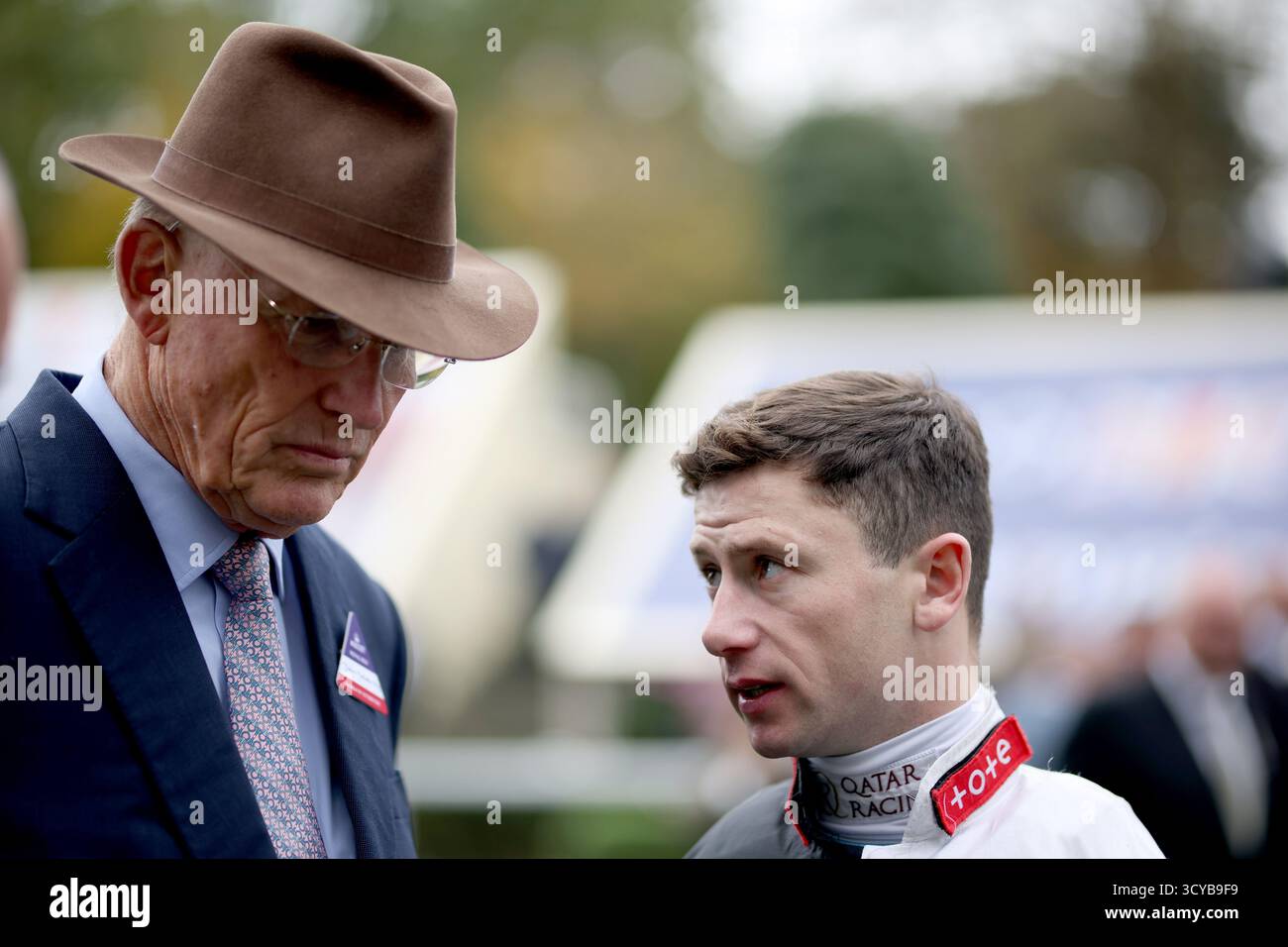 Jockey Oisin Murphy with trainer John Gosden before the Qipco British ...