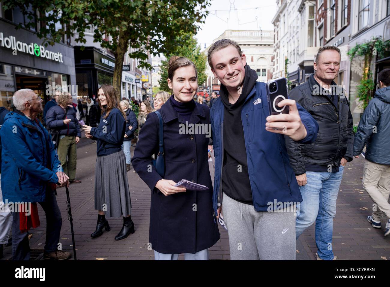 HAARLEM – FvD party leader Lidewij de Vos distributes flyers during an ...