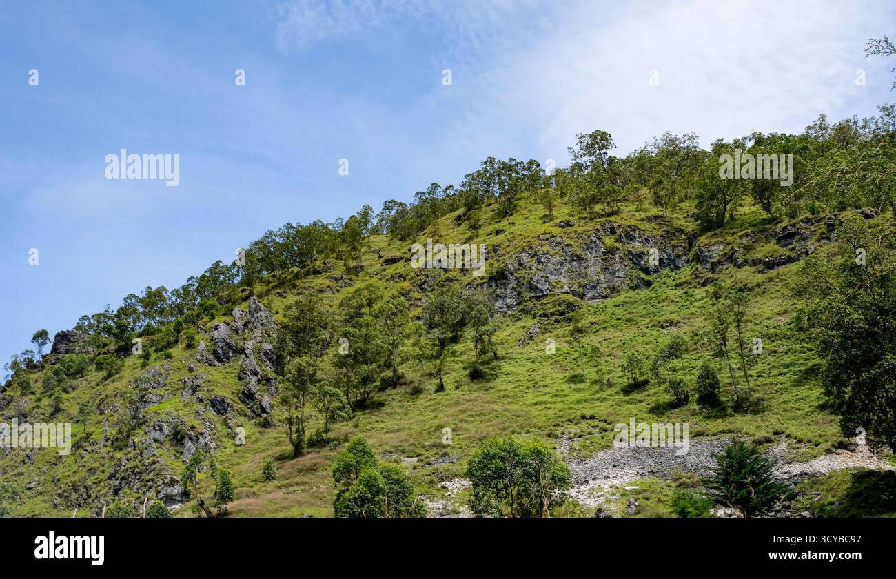 Beautiful scenery in Hatu Builico village towards the Mount Ramelau ...