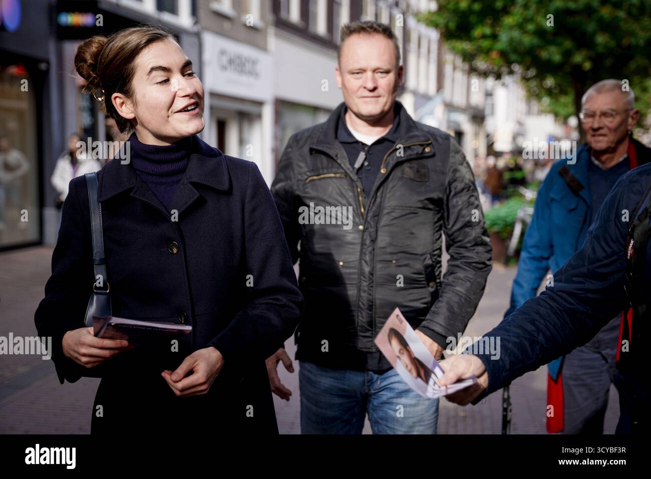 HAARLEM – FvD party leader Lidewij de Vos distributes flyers during an ...
