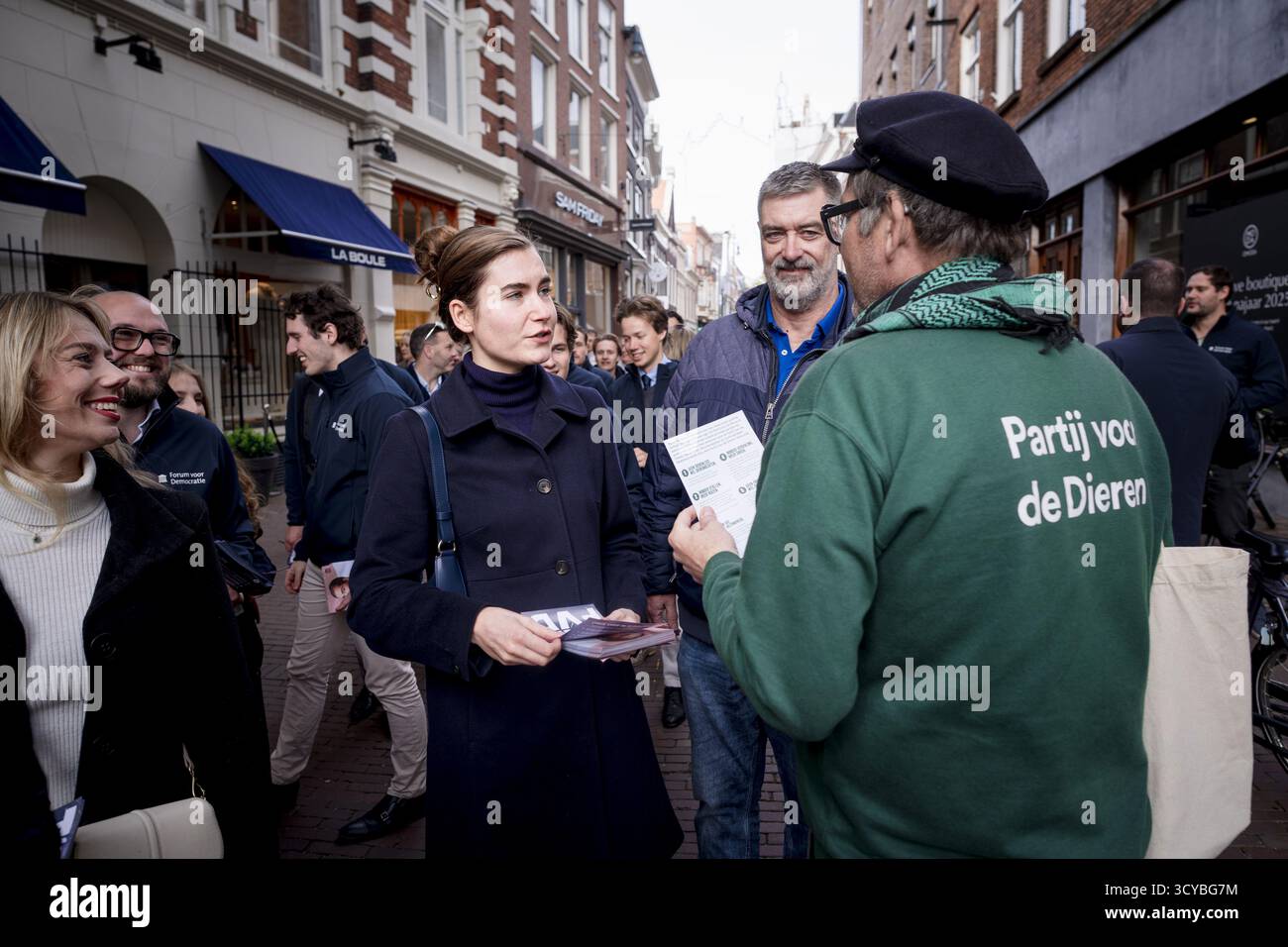 HAARLEM – FvD party leader Lidewij de Vos distributes flyers during an ...