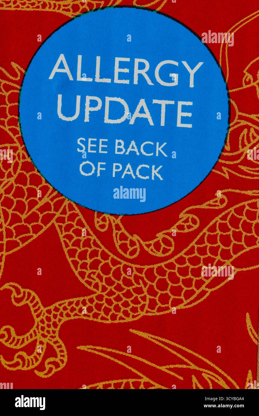 Allergy Update see back of pack detail on Chinese Takeaway meal box ...
