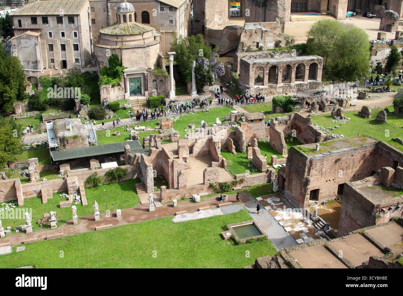 Rome, Italy: View across the Roman Forum from the Belvedere Terrace on ...
