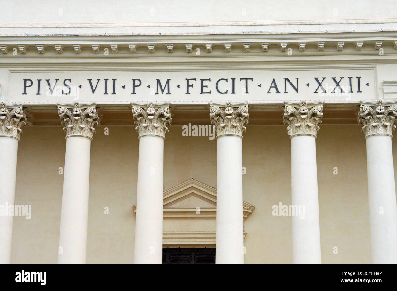 Vatican City: Inscribed tribute to Pope Pius VII above Neoclassical ...