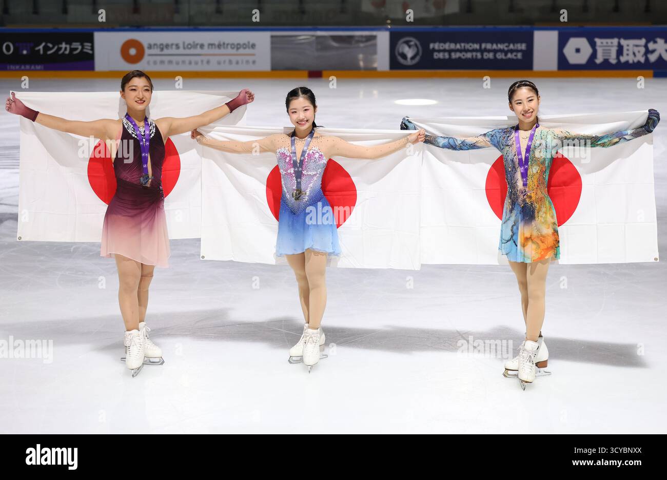 (L-R) Kaori SAKAMOTO of Japan, silver, Ami NAKAI of Japan, gold, and ...