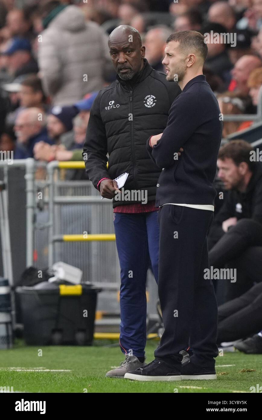 Luton Town manager Jack Wilshere (right) and assistant manager Chris ...