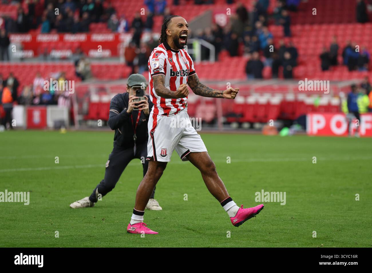 Stoke City's Sorba Thomas celebrates after the final whistle during the ...