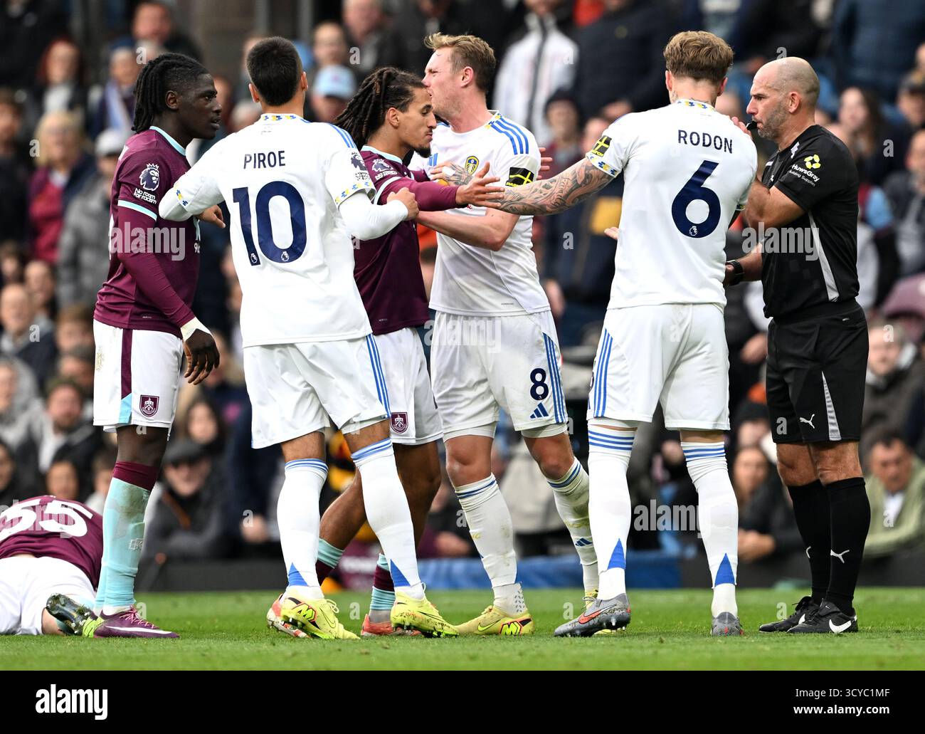 Tempers fray between Burnley and Leeds players during the Premier ...