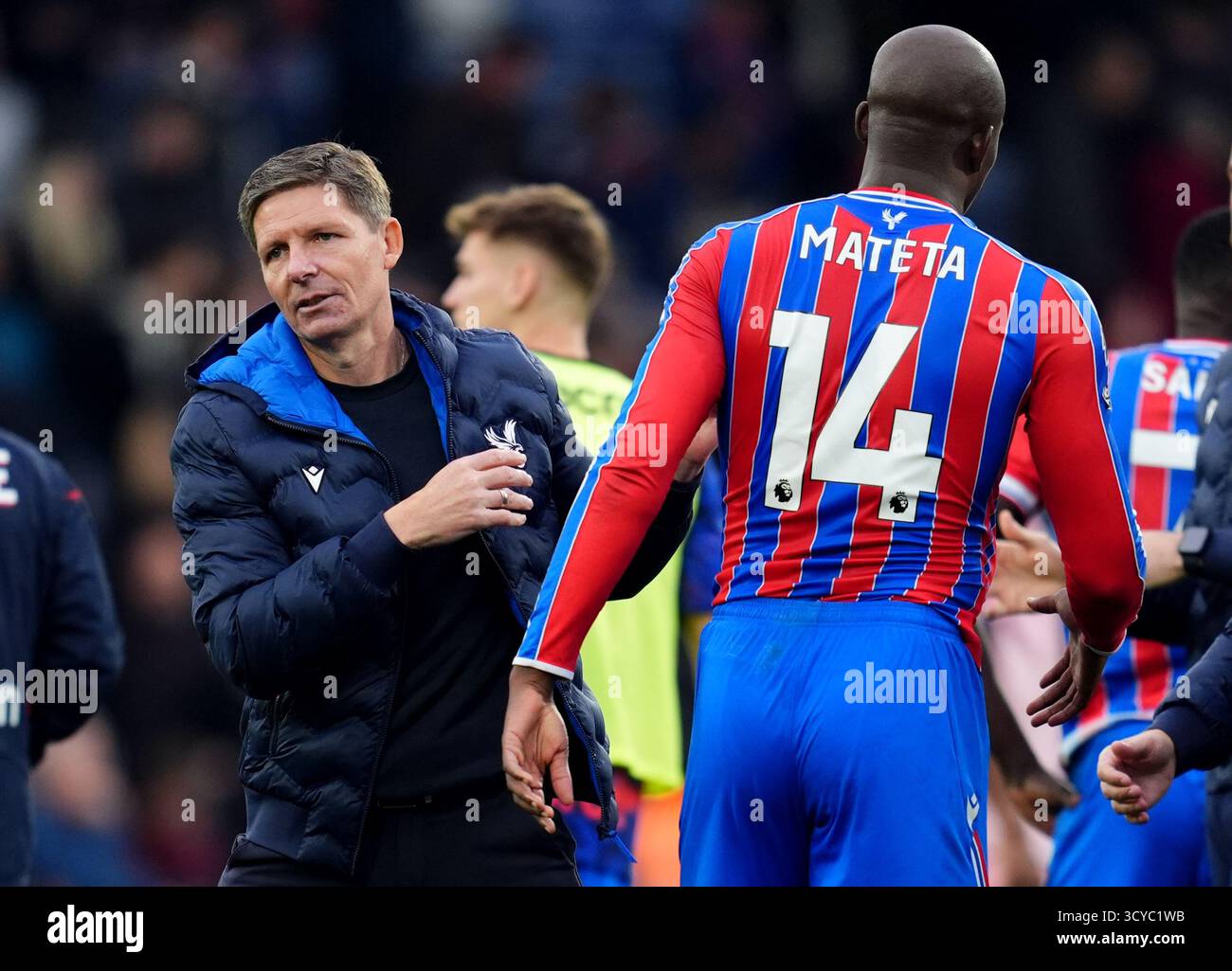 Crystal Palace manager Oliver Glasner with Jean-Philippe Mateta ...
