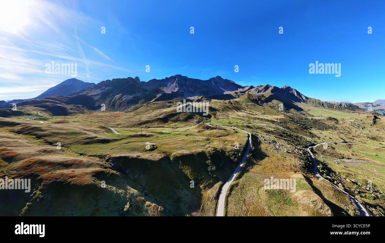 Mountain road on the Route of the Great Alps, Beaufort, Savoyen, France ...