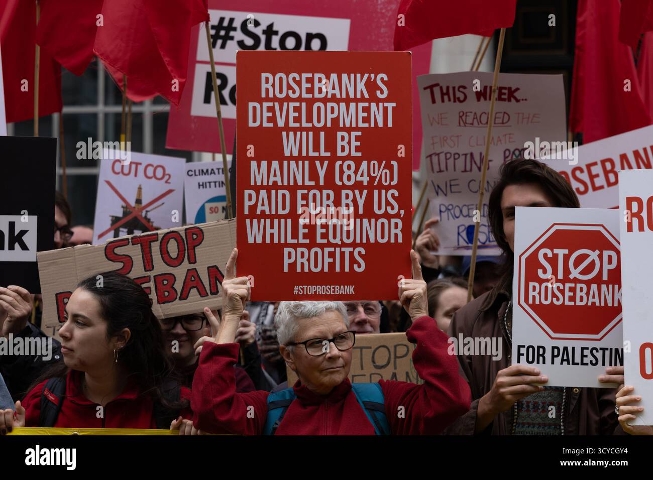 Protest against the Rosebank Oilfield outside the Department of Energy ...