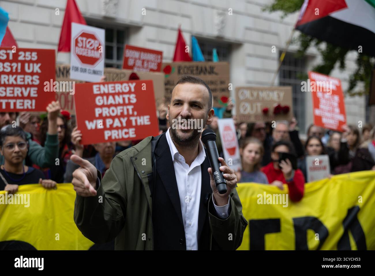 Green Oarty Leader Zak Polanski speaks at a protest against the ...