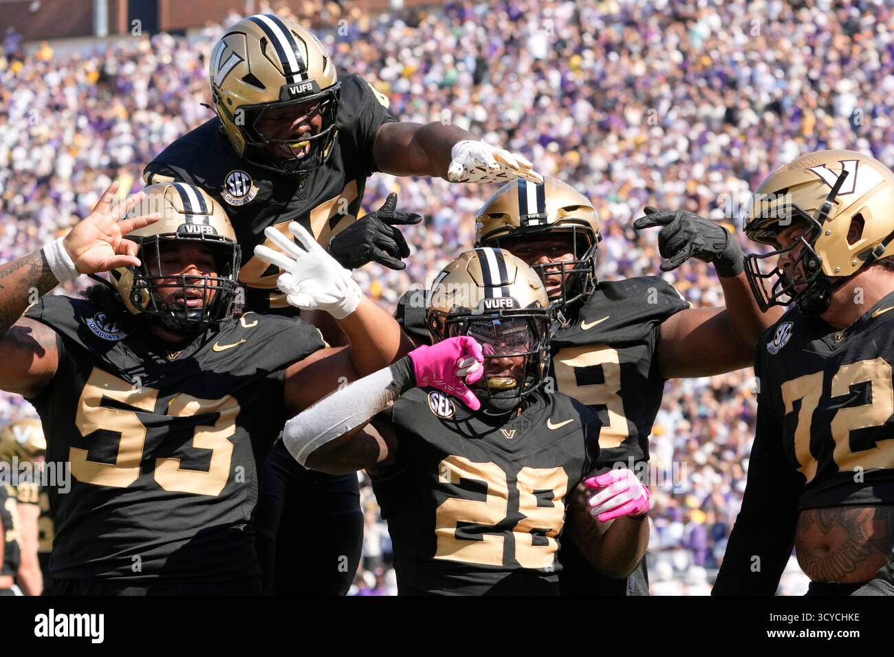 Vanderbilt running back Sedrick Alexander (28) celebrates his touchdown ...