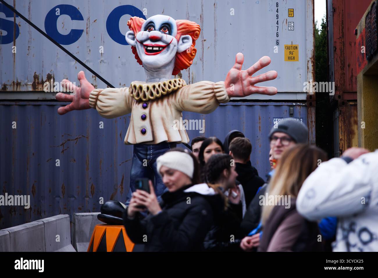Zator, Poland. 17th Oct, 2025. A figure of a scary clown is seen during ...