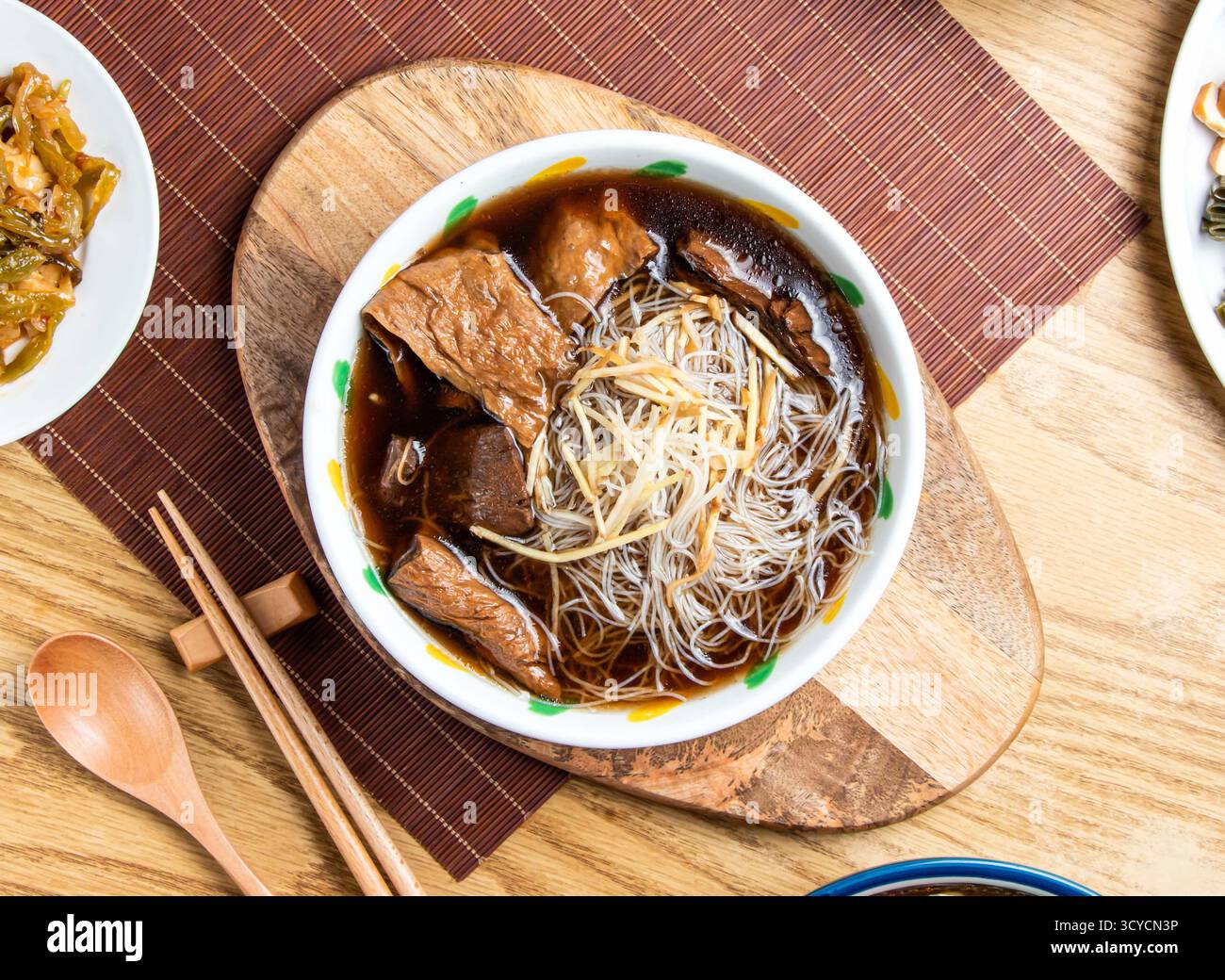 Angelica Vermicelli Rice Noodles Soup and Braised Tofu served in bowl ...