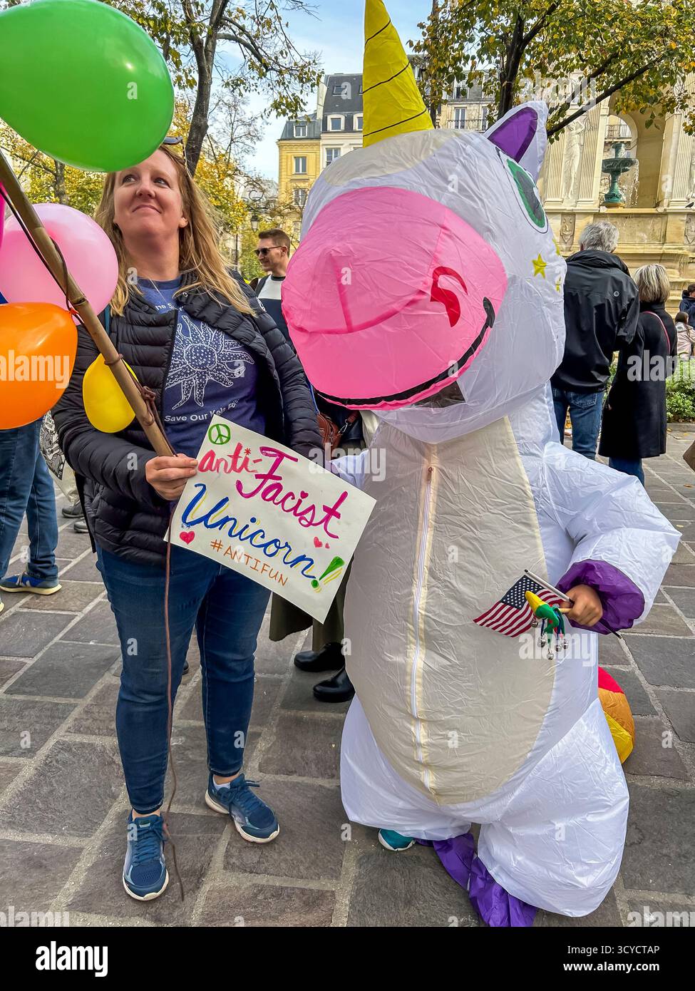 Paris, France, People, Family, CHild in Cartoon Character Unicorn ...