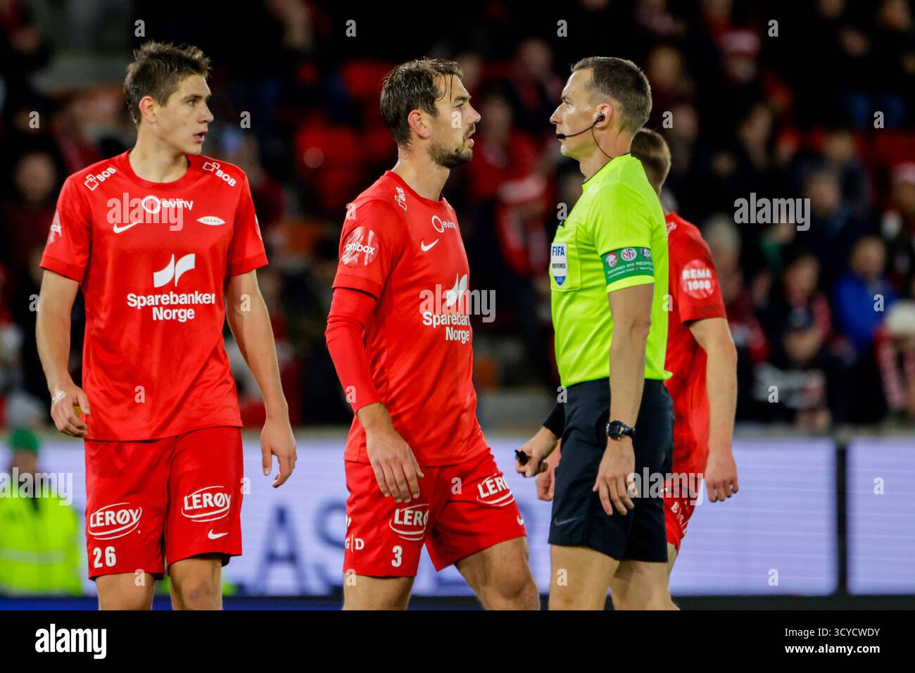 Bergen 20251018. From left: Brann's Eivind Helland, Brann's Fredrik ...