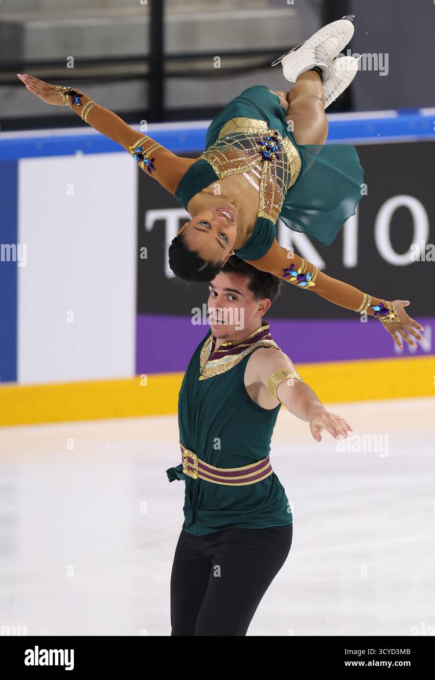 Aurelie FAULA and Theo BELLE of France perform during Pairs' Free ...