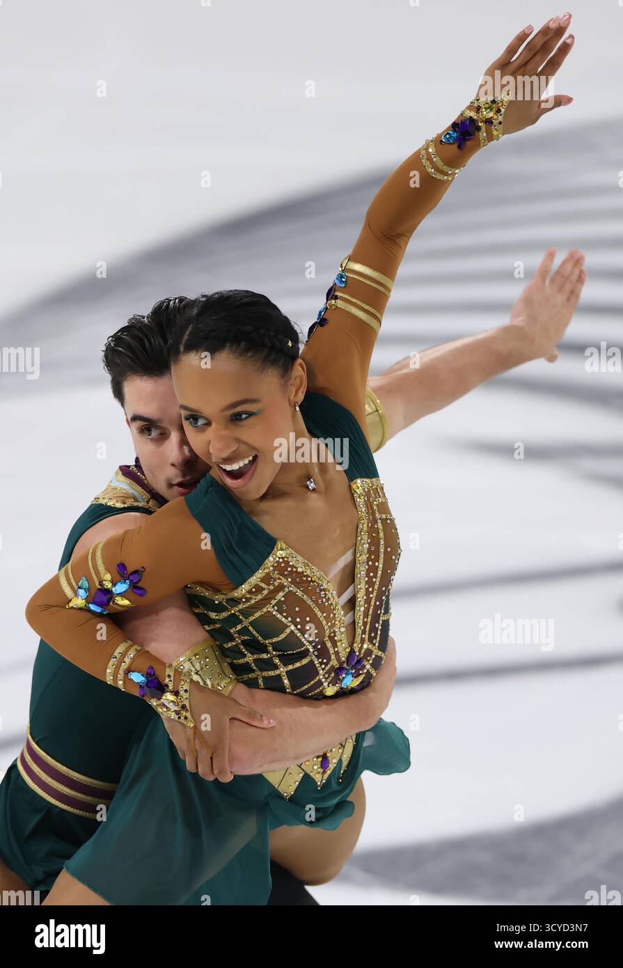 Aurelie FAULA and Theo BELLE of France perform during Pairs' Free ...