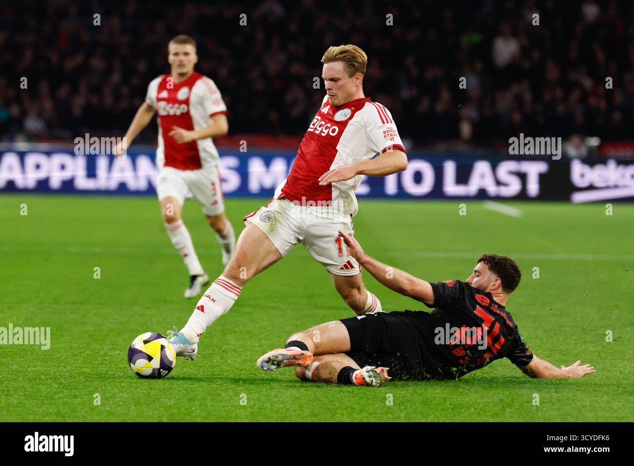 Oliver Edvardsen of Ajax, Mees de Wit of AZ during the Dutch Eredivisie ...