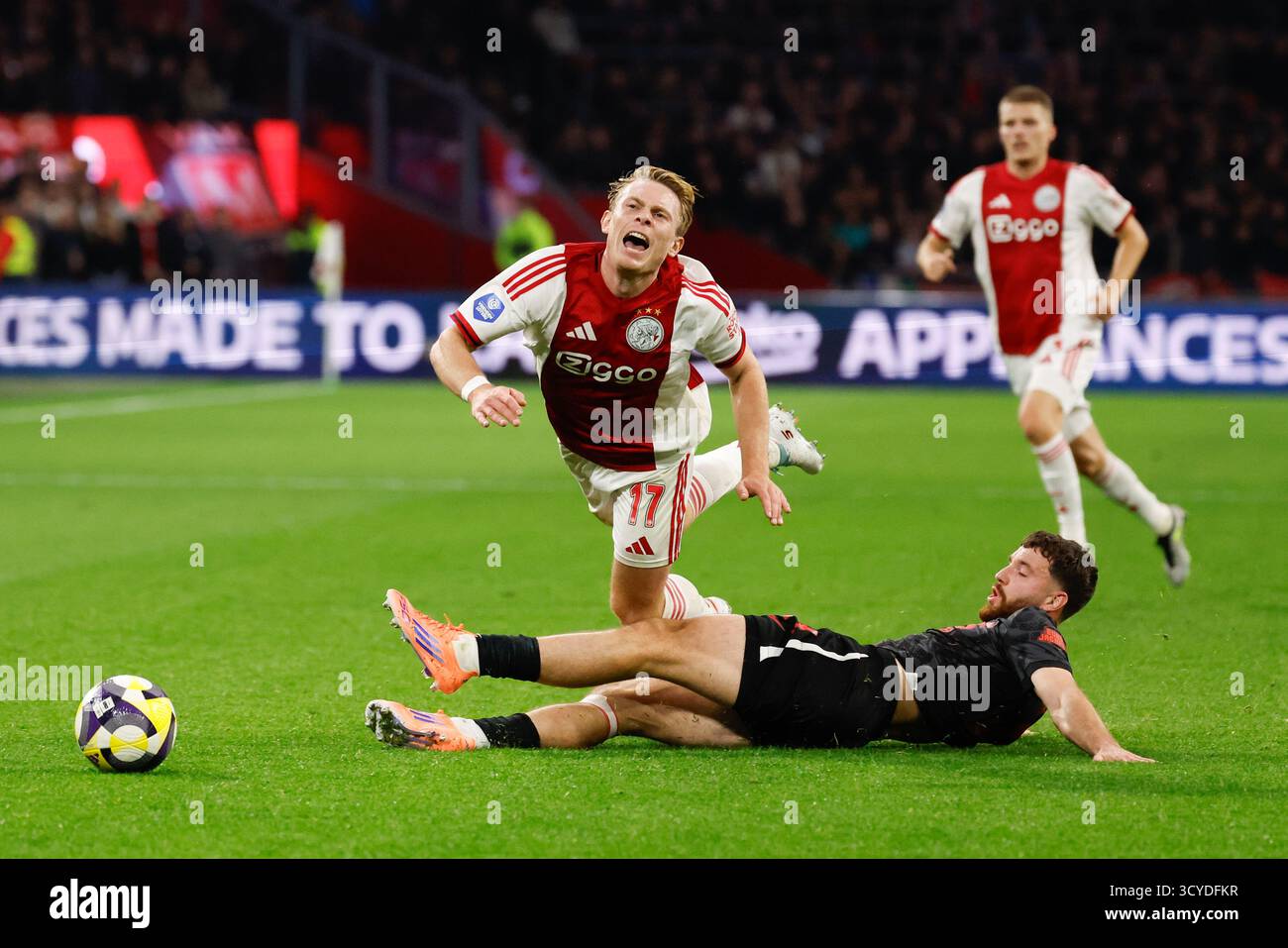 Oliver Edvardsen of Ajax, Mees de Wit of AZ during the Dutch Eredivisie ...