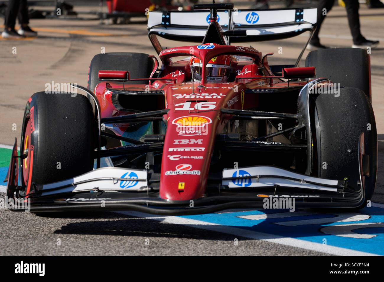 Ferrari driver Charles Leclerc of Monaco steers his car during the ...