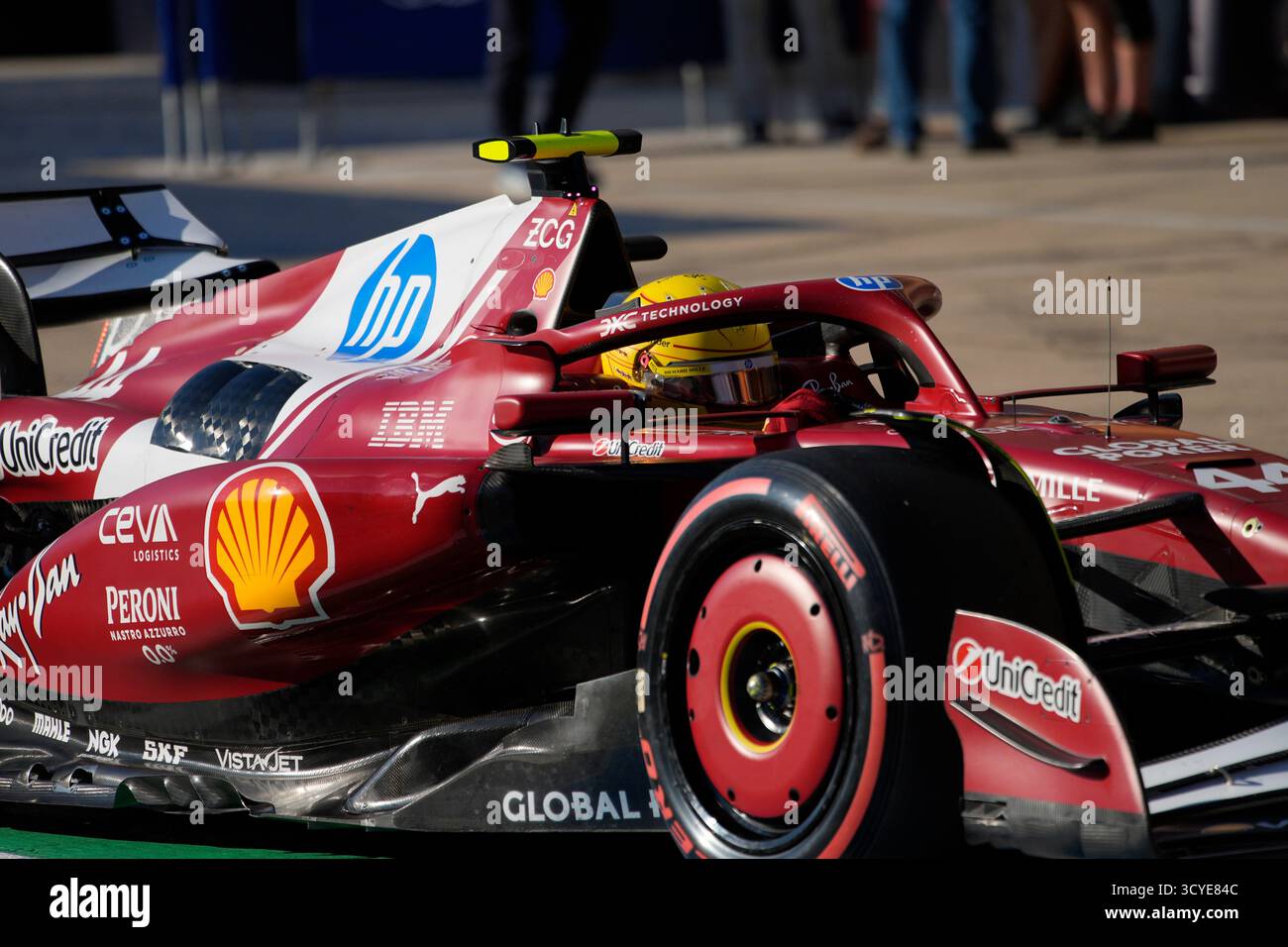 Ferrari driver Lewis Hamilton of Britain steers his car during the ...