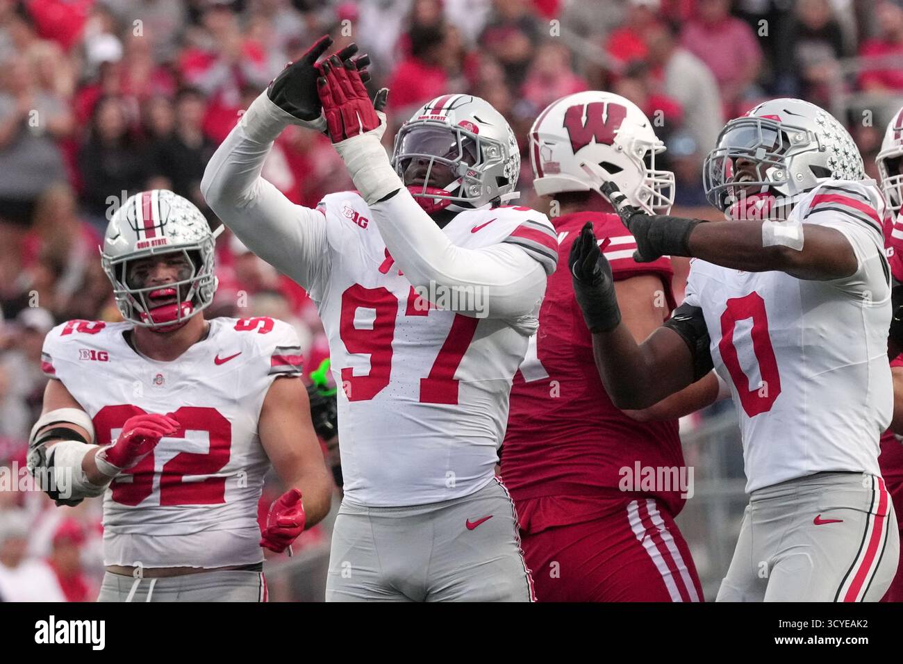 Ohio State's Kenyatta Jackson Jr. reacts after sacking Wisconsin ...