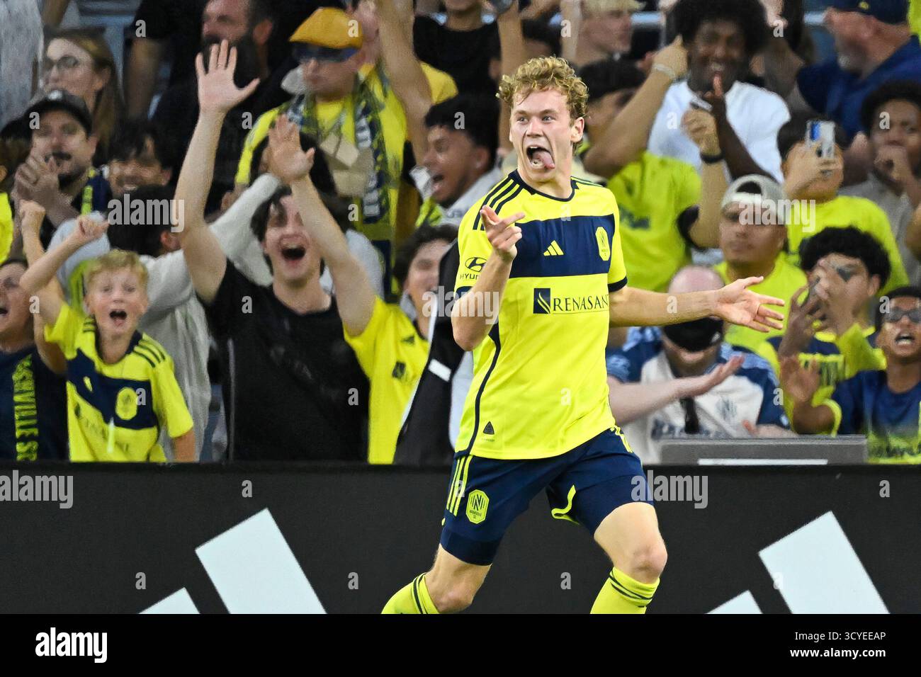 Nashville SC forward Jacob Shaffelburg (14) celebrates a goal against ...