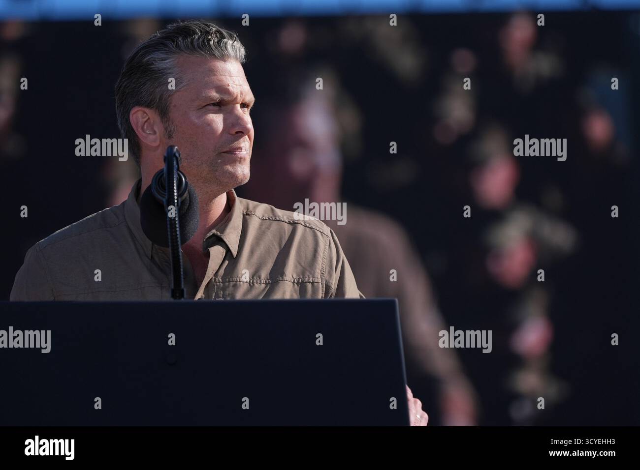 Defense Secretary Pete Hegseth speaks during activities to mark the ...