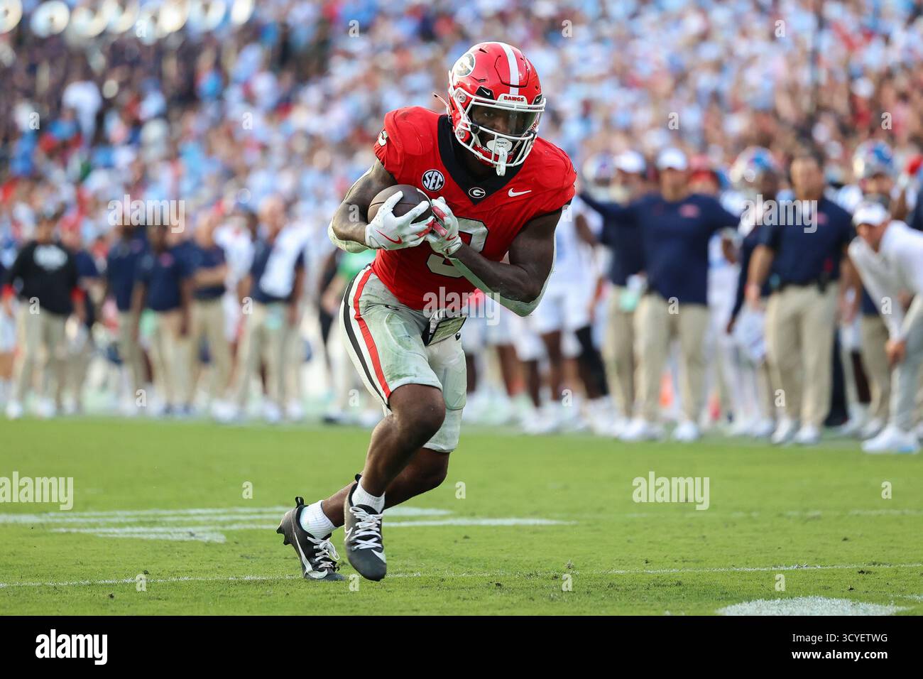 Georgia running back Nate Frazier (3) catches a pass during the second ...