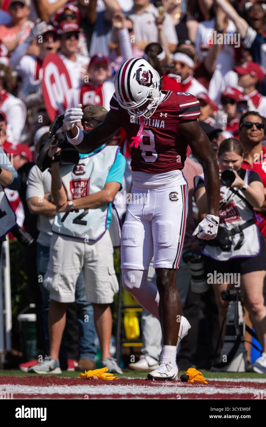 South Carolina wide receiver Nyck Harbor (8) reacts to a pass ...