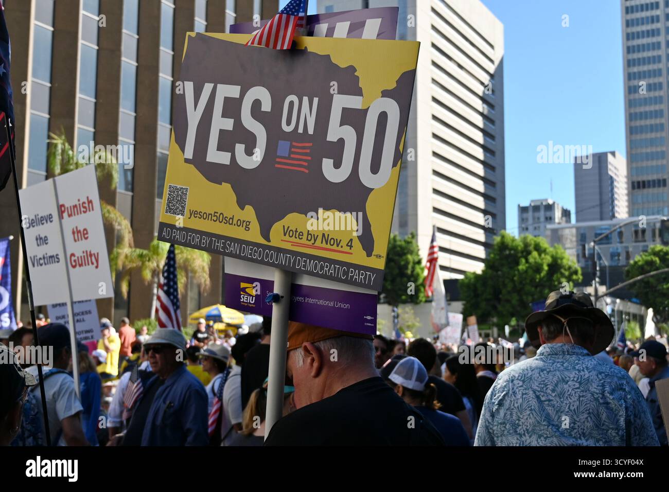 San Diego, California, USA. 18th Oct, 2025. Demonstrators protest the ...