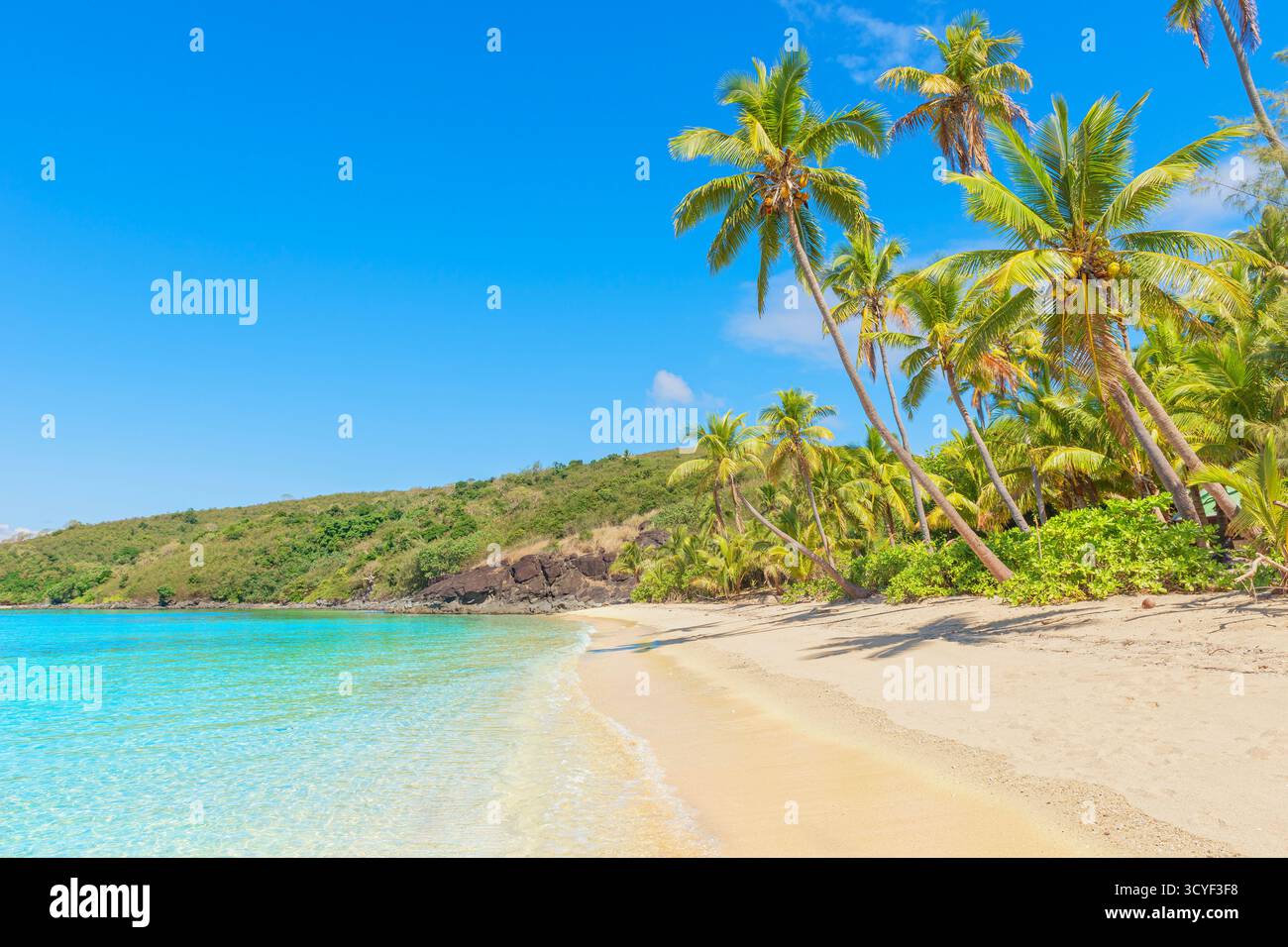 Tropical sandy beach, Drawaqa Island, Yasawa islands, Fiji Stock Photo ...