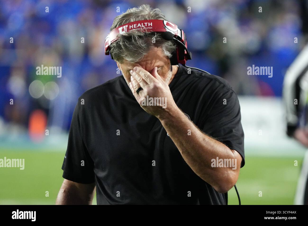 Utah head coach Kyle Whittingham reacts to a turnover during the first ...