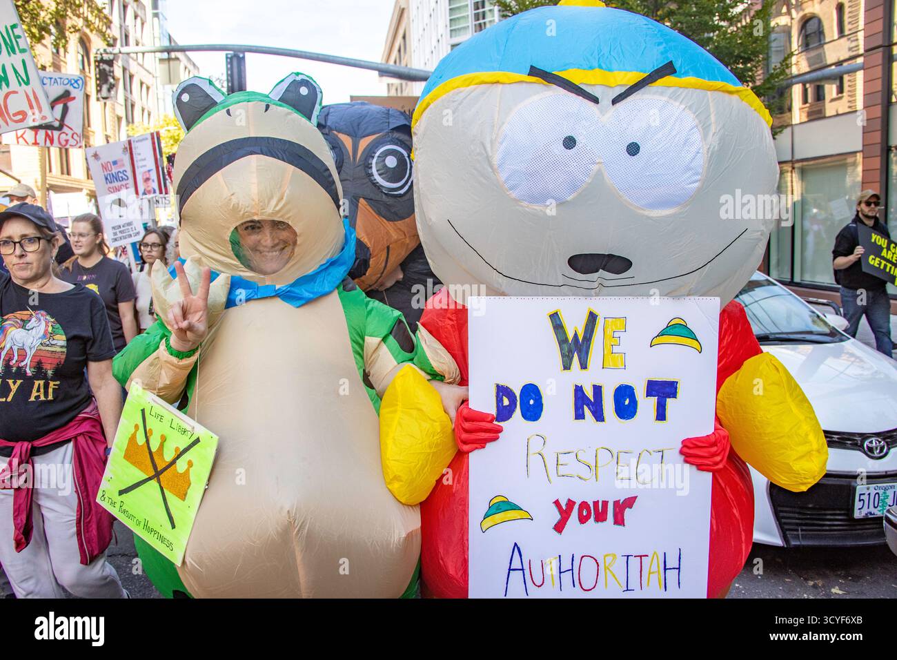 PORTLAND, OR – OCT. 18, 2025: No Kings march filled downtown streets as ...