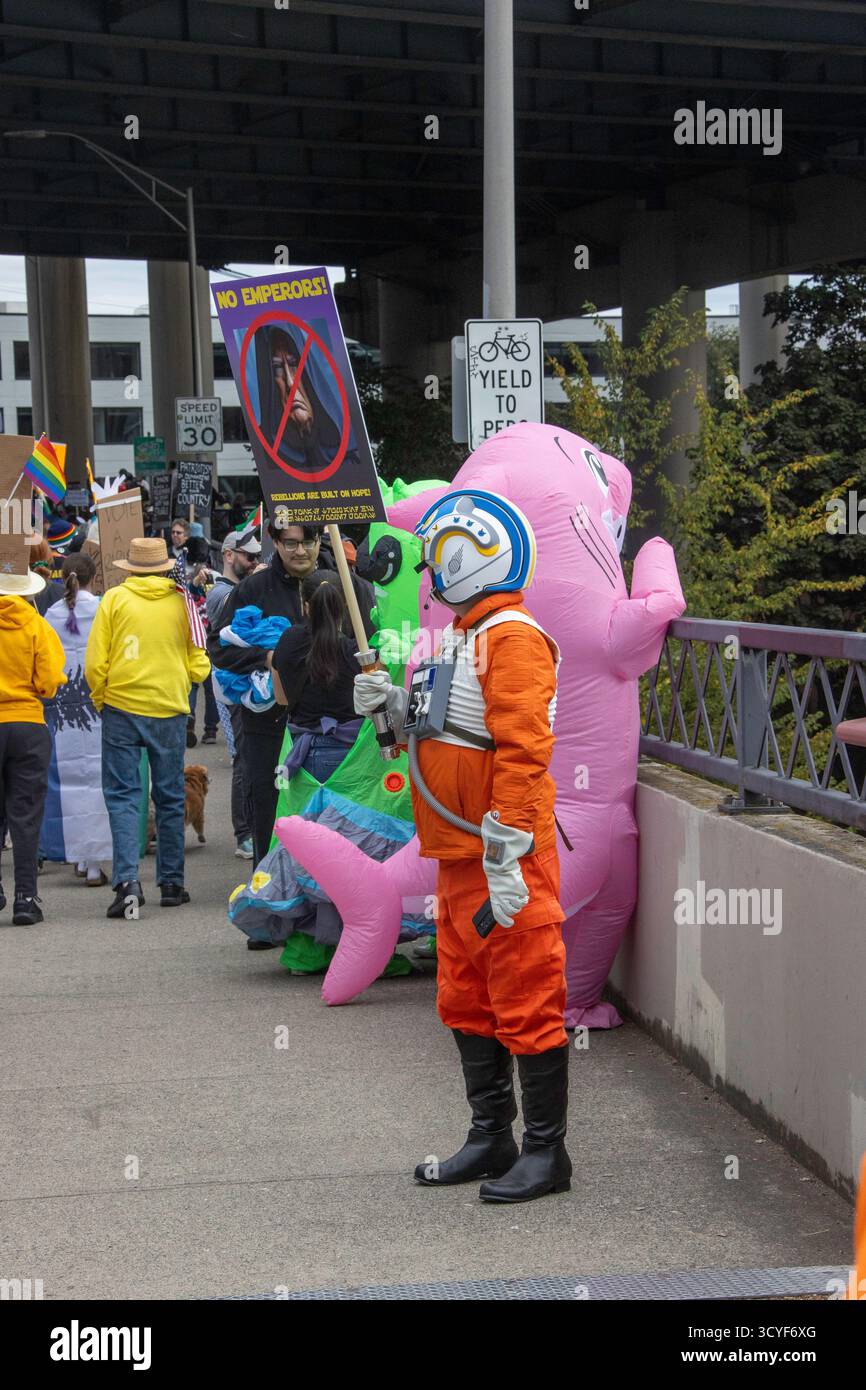 PORTLAND, OR – OCTOBER 18, 2025: No Kings march filled downtown streets ...